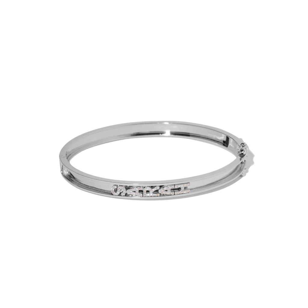 Custom Diamond Initial Charm Bangle – Crown & Carat